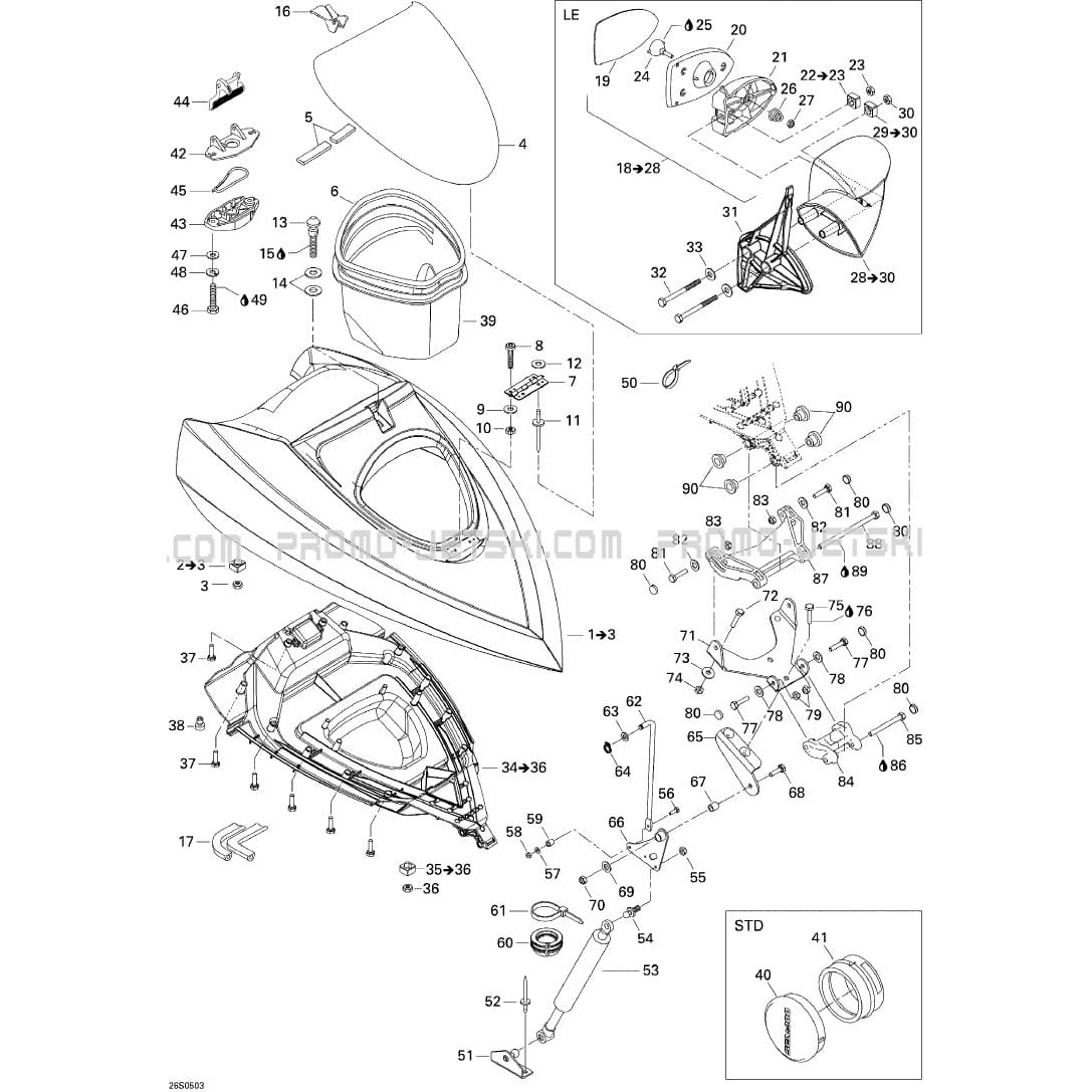 09- Front Storage Compartment LE pour JetSki Sea-Doo GTI LE RFI, 2005 ...