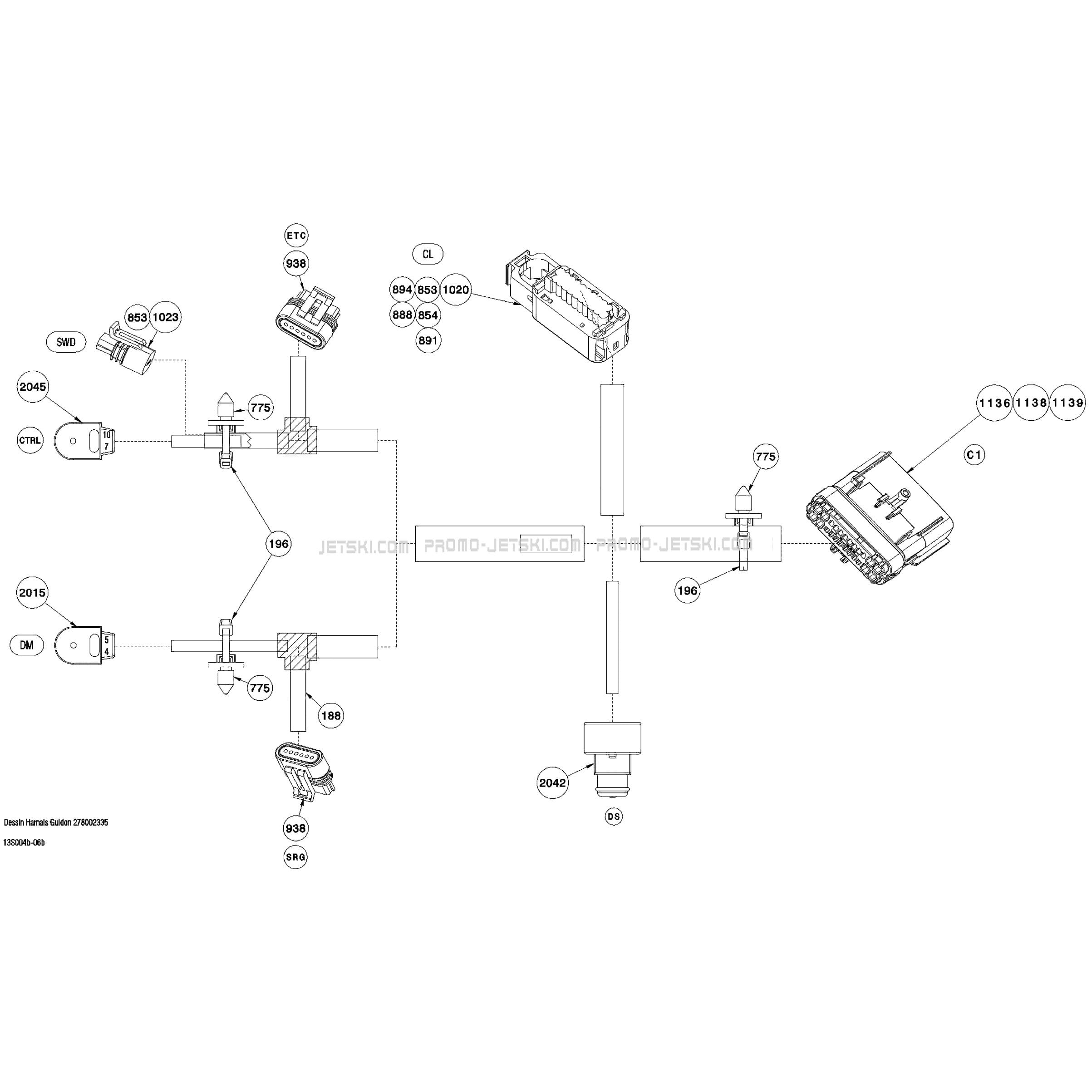 10- Electrical Harness 2 pour JetSki Sea-Doo RXT 215, 2010 2010 - Promo ...