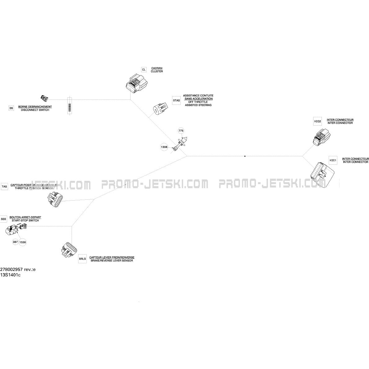 10- Electrical Harness IBR Steering_13S1401c for Seadoo SPARK ACE 900 ...