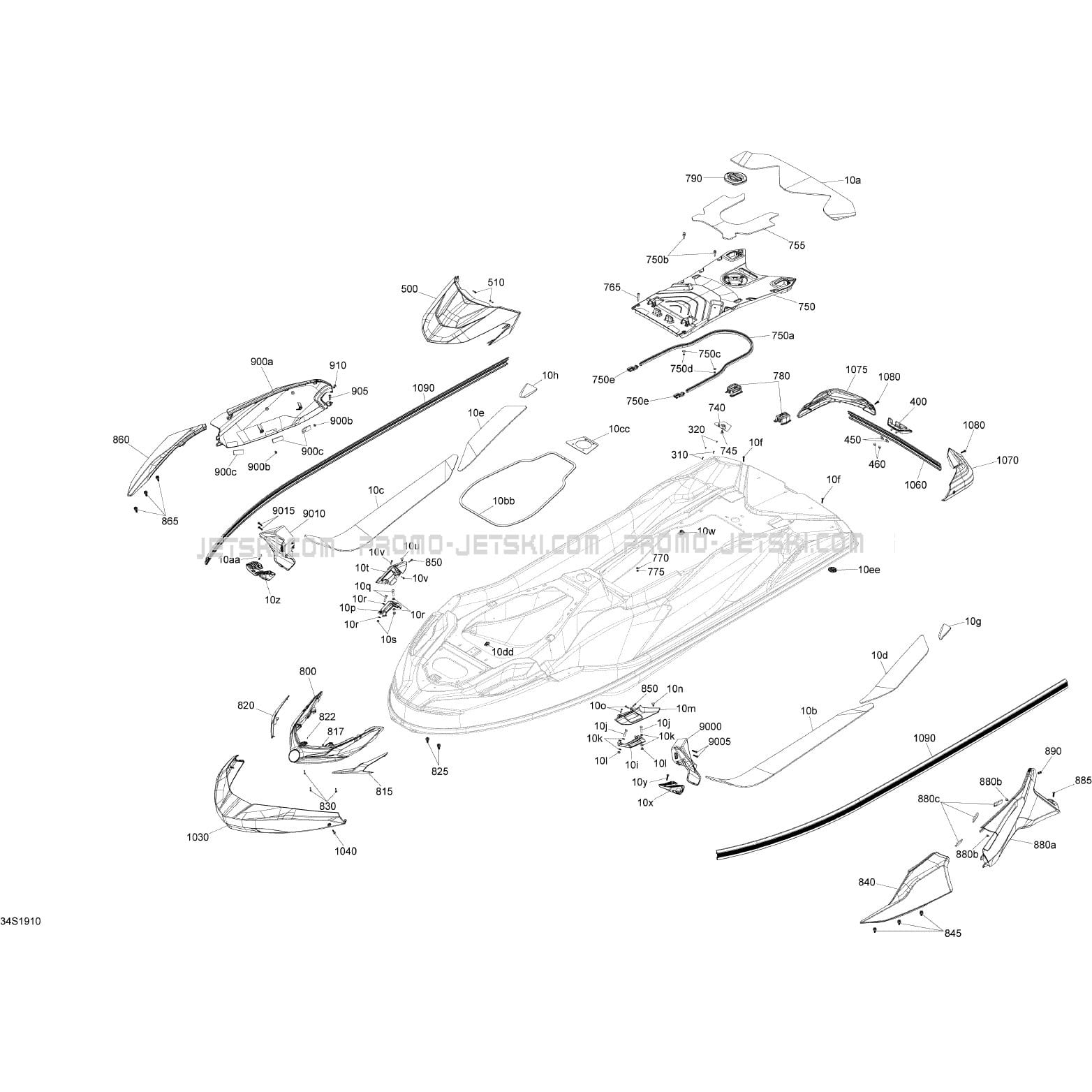 09- Body for Seadoo 001 - GTX 155, 2019 2019 - Promo-Jetski