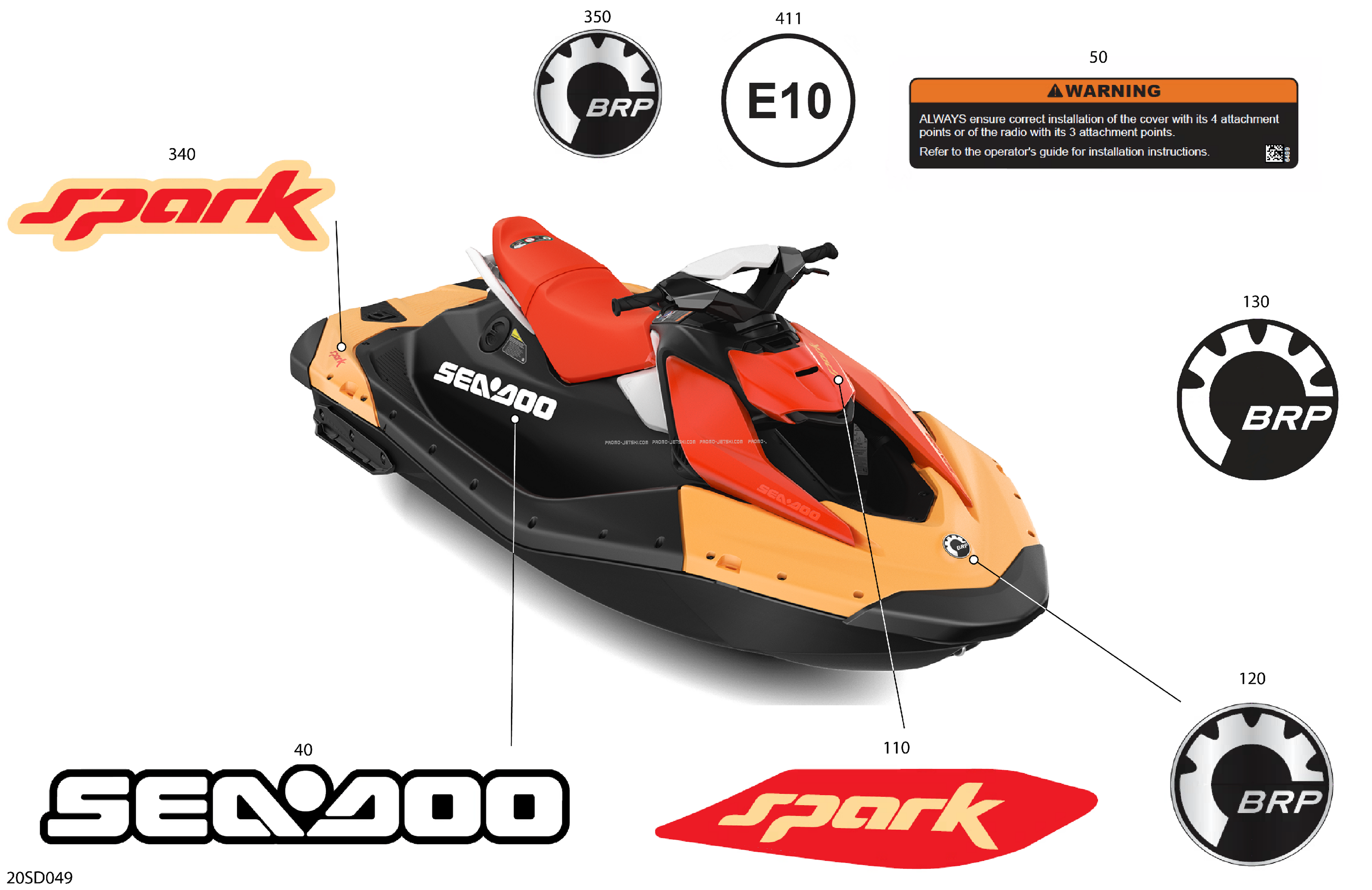 Body - Decals pour JetSki Sea-Doo SPARK 900 HO ACE - 63RB - Conv ...